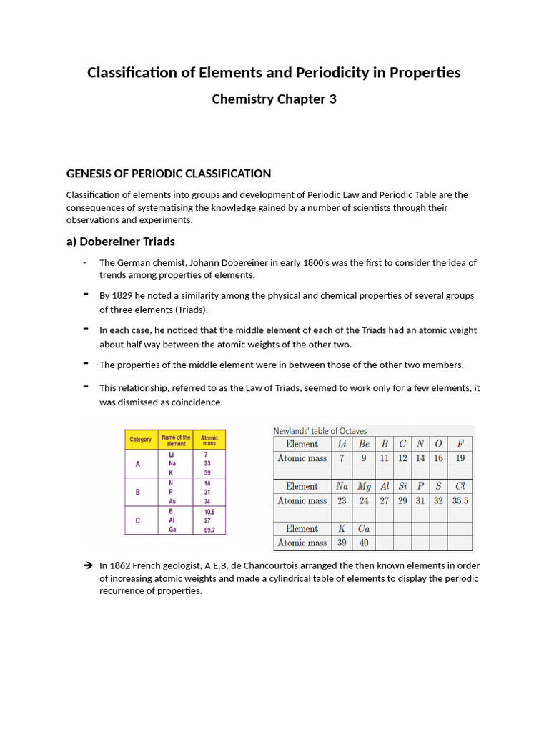Classification of Elements and Periodicity in Properties | PDF ...