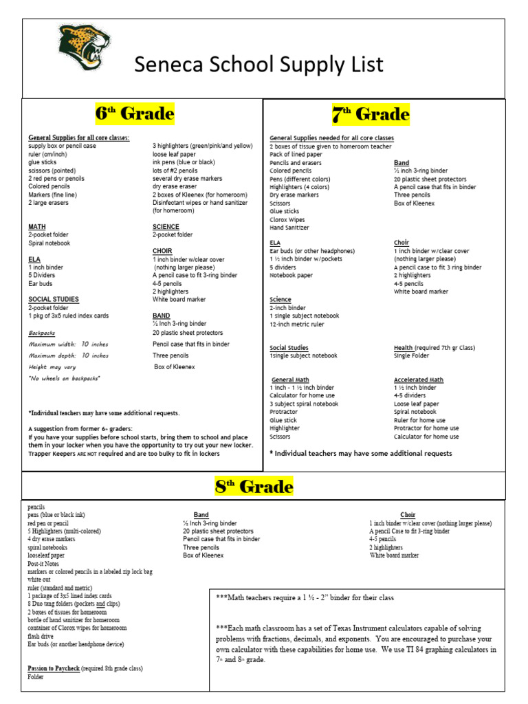 School Supply List 2025-2026 | PDF | Pencil | Stationery
