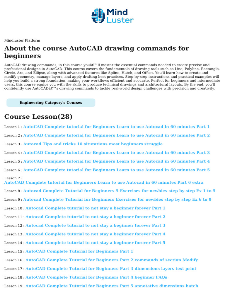AutoCAD Drawing Commands for Beginners | PDF