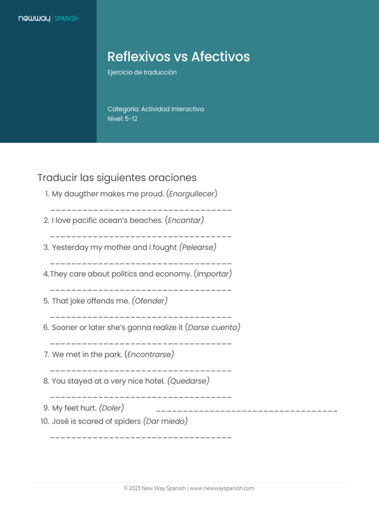 Afectivo Vs Reflexivo - Traducción | PDF