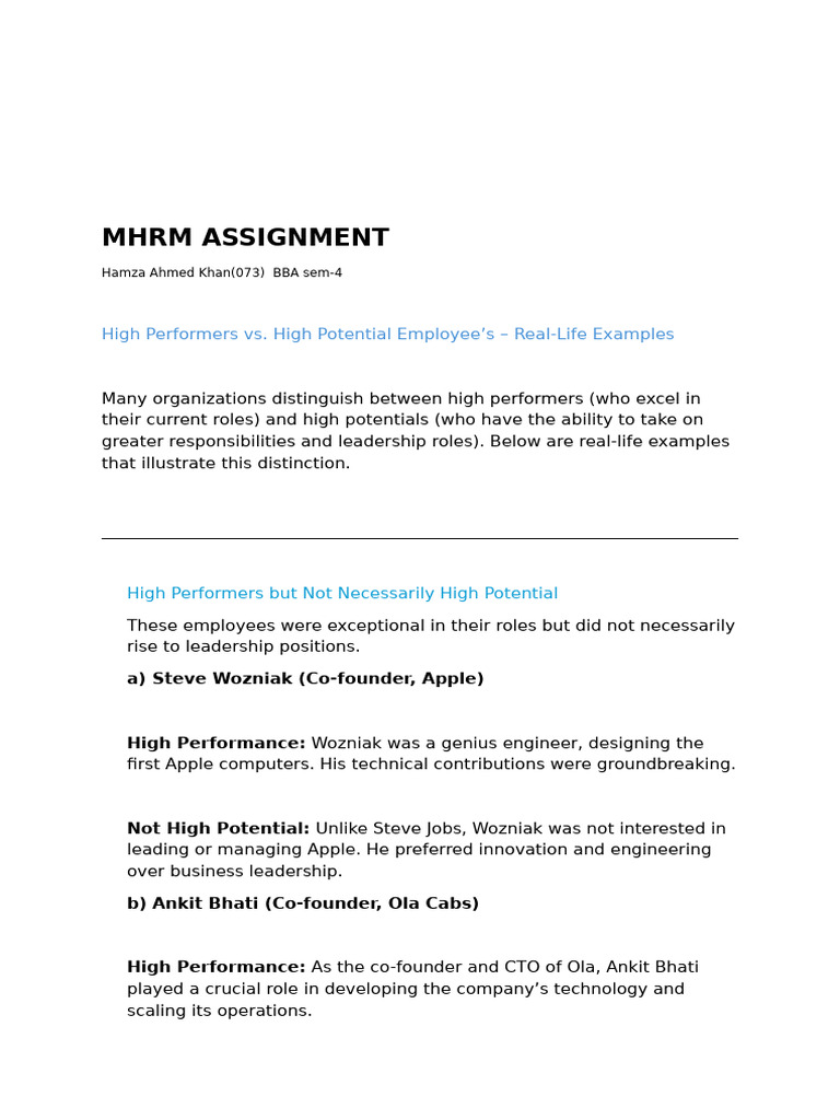 MHRM Assignment Bba Sem 4 Hamza Ahmed Khan | PDF | General Motors