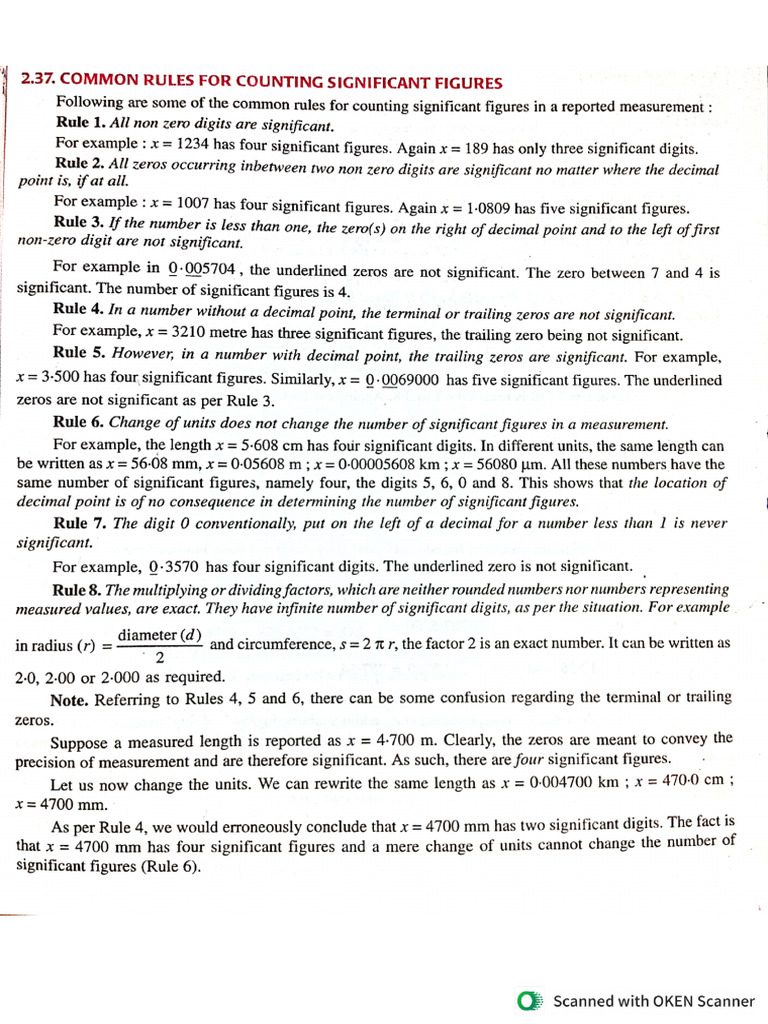 Rule For Significant No. | PDF