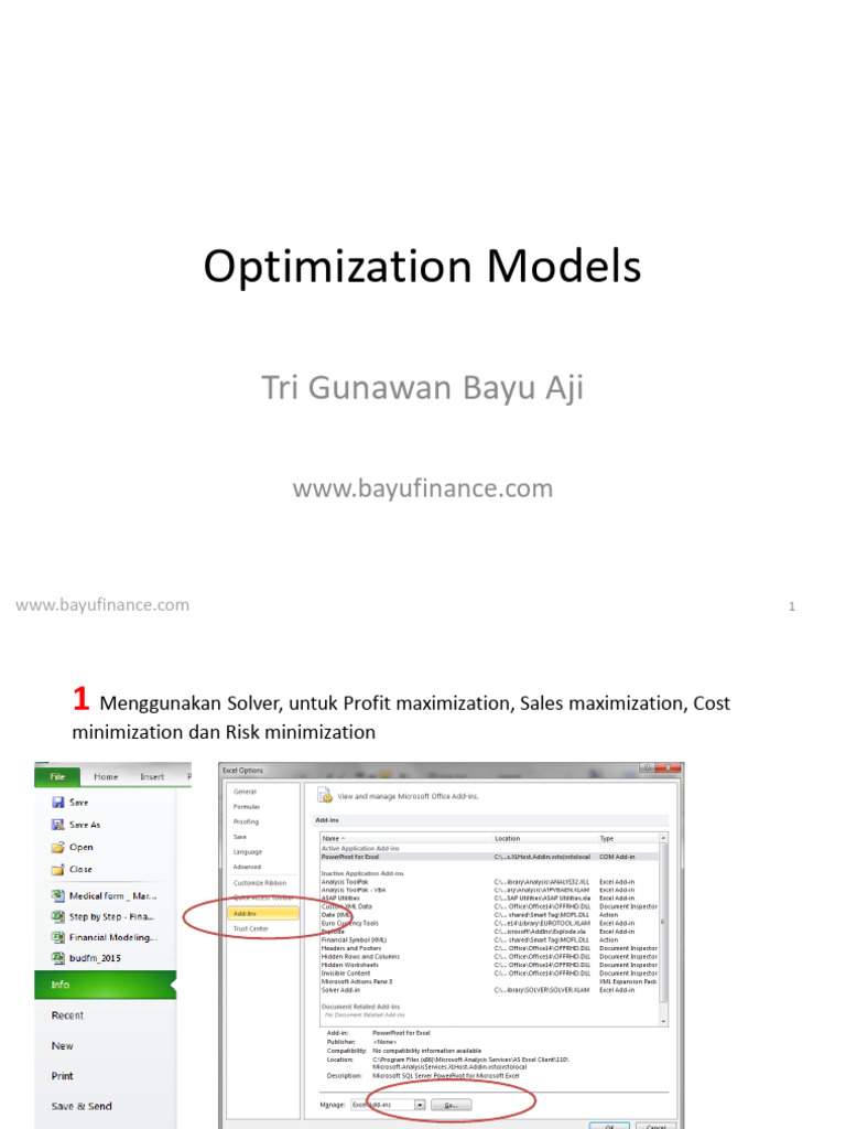 Optimization Models Using Solver | PDF