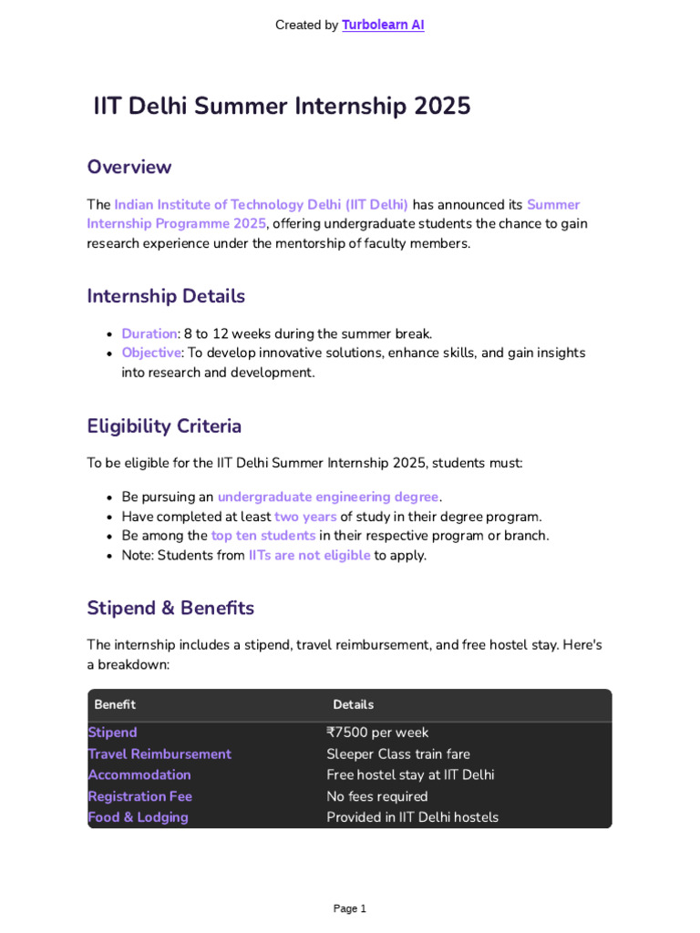 IIT Delhi Summer Internship Program | PDF | Internship | Job Hunting