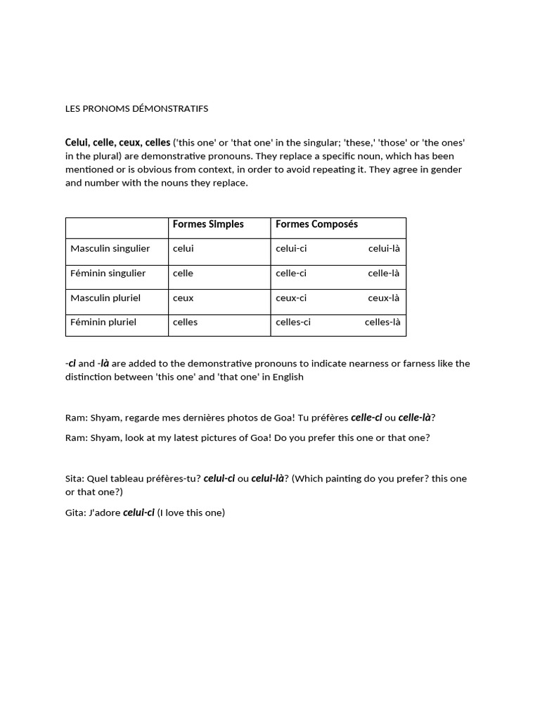 Pronoms Démonstratifs en Français | PDF
