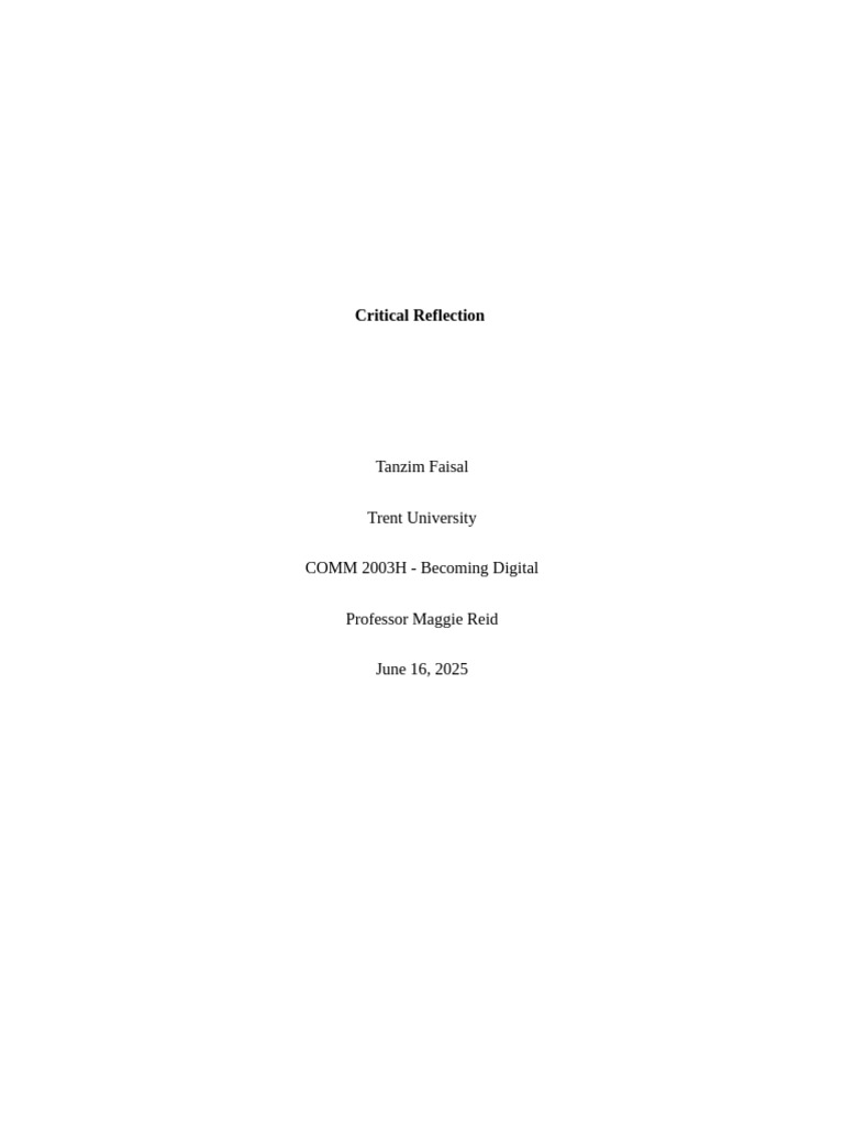 Critical Reflection | PDF