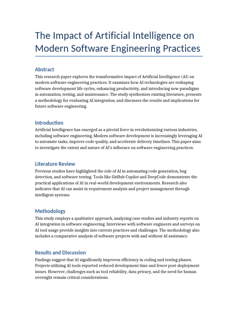 AI's Role in Software Engineering | PDF | Artificial Intelligence ...