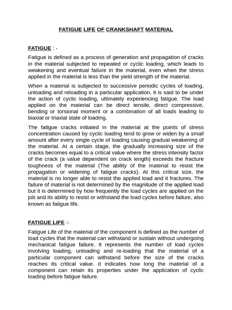 Crankshaft Material Fatigue Life Analysis | PDF | Fatigue (Material ...