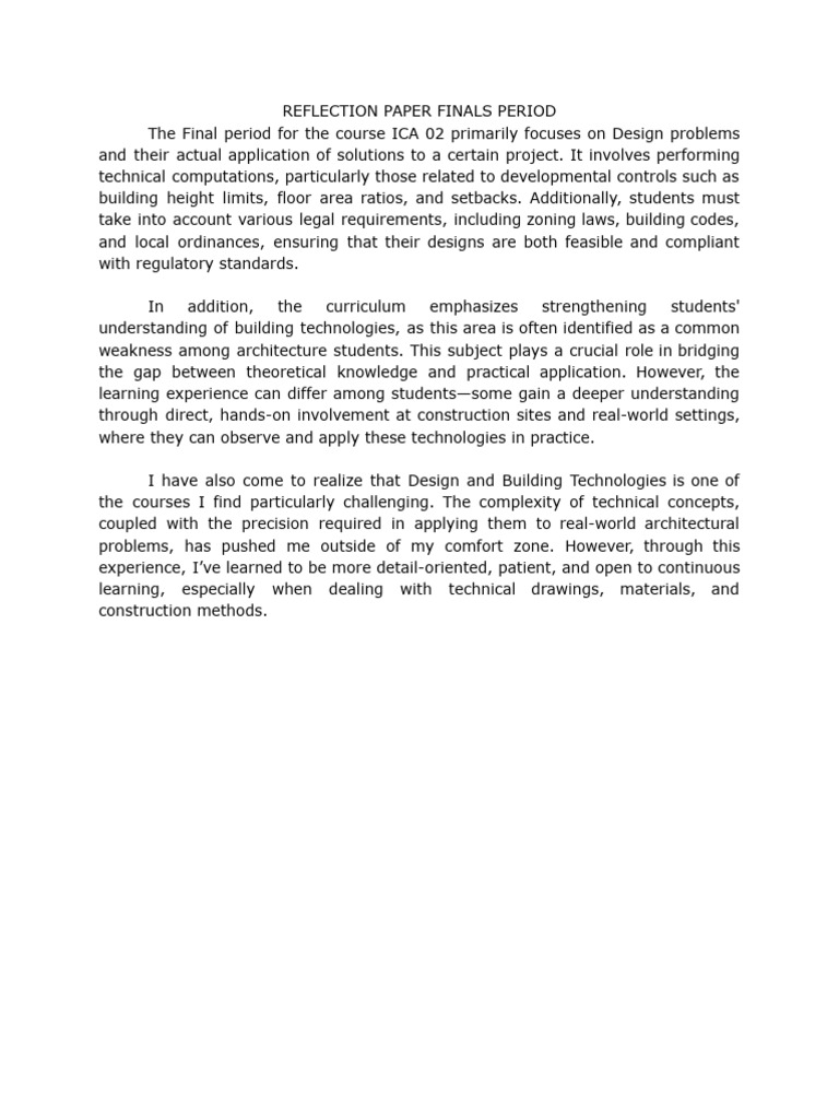 ICA 2 - Finals Reflection Paper | PDF