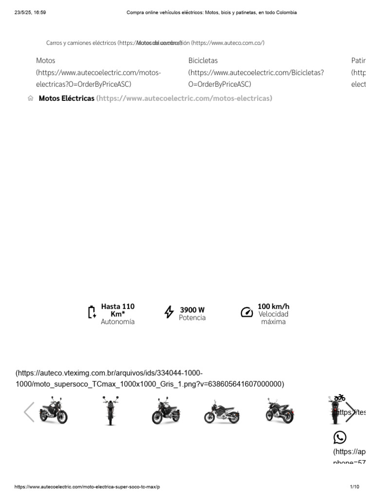 Super Soco Tcmax | PDF | Vehículo eléctrico | Vehículos de ruedas