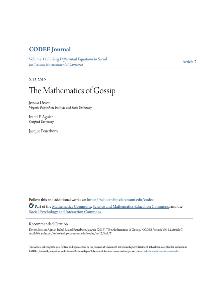 The Mathematics of Gossip | PDF