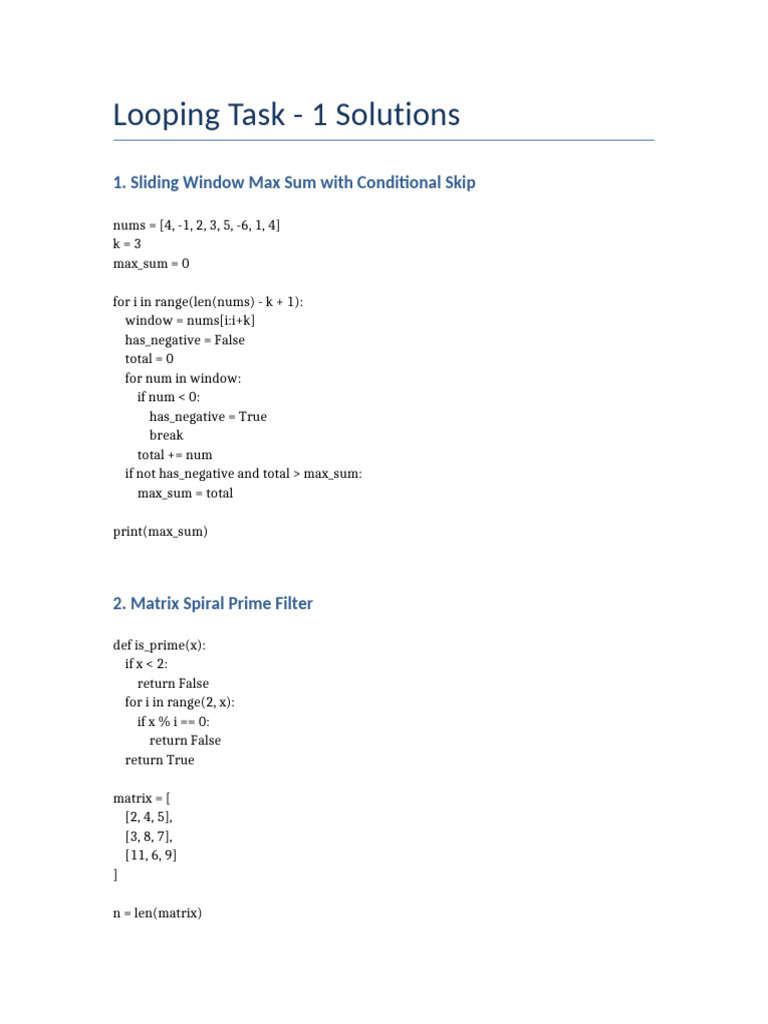 Looping Task 1 Solutions | PDF | Linear Algebra | Algebra