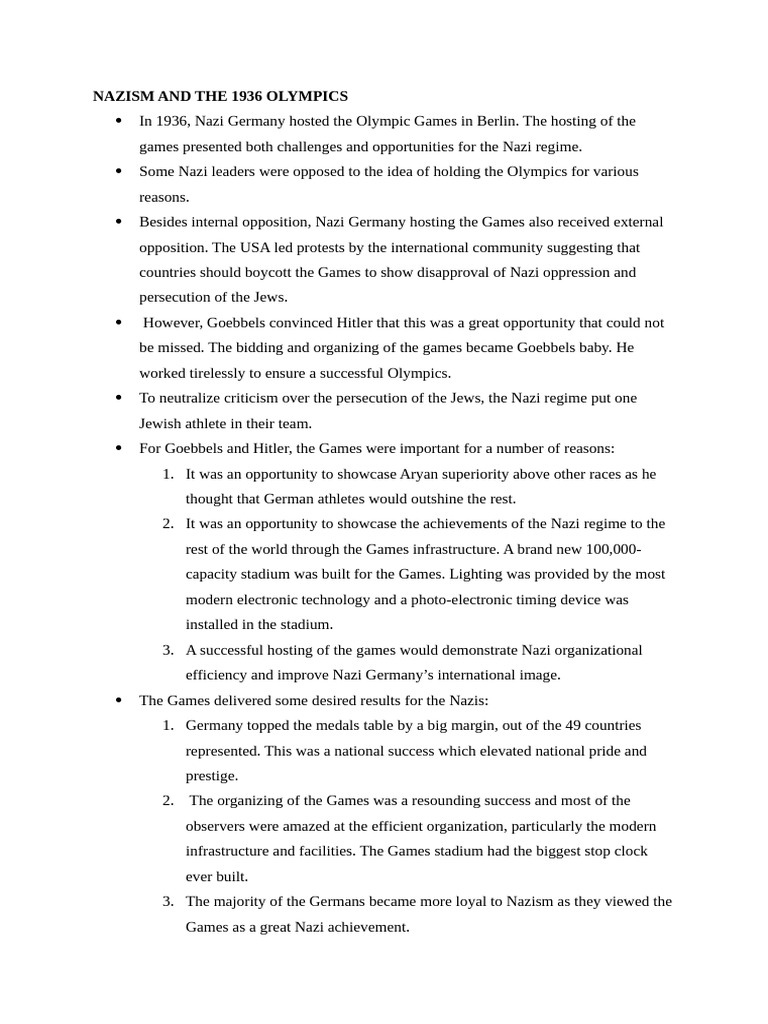 Nazi Germany's 1936 Olympic Strategy | PDF | Nazi Germany | Joseph Goebbels
