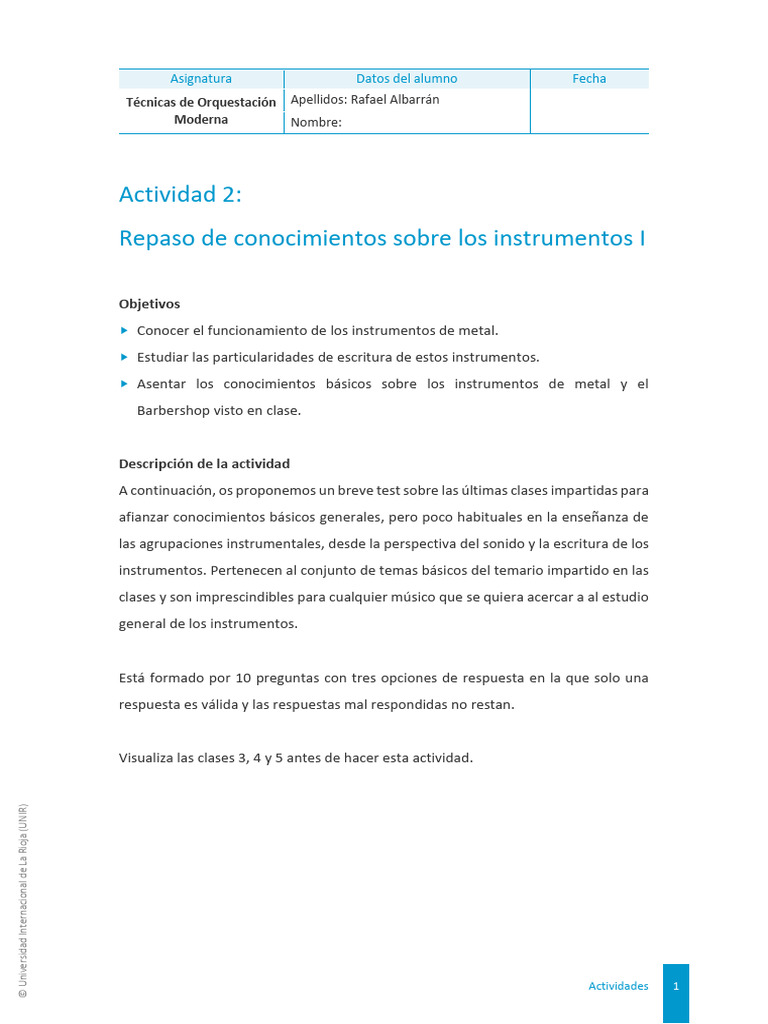 Actividad 2 Orquestación - Rafael Albarran | PDF | Acorde (Música ...
