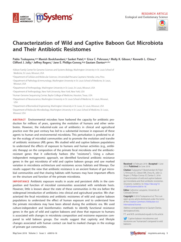 Baboon Gut Microbiota and Resistomes | PDF | Microbiota | Antimicrobial ...