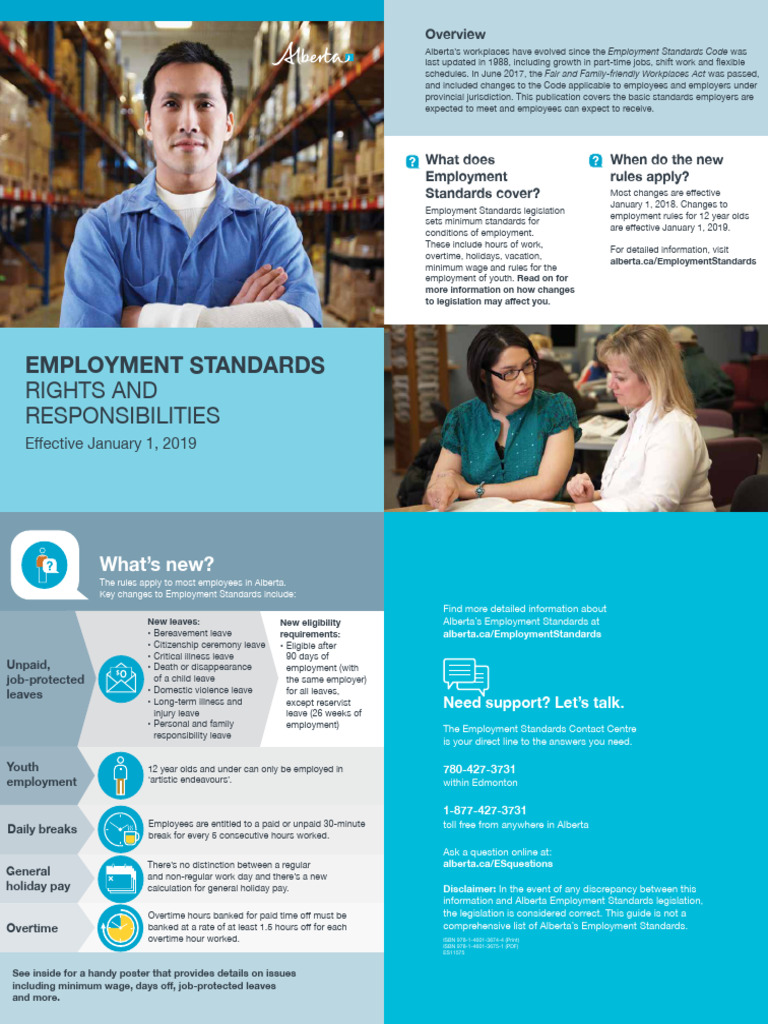Employment Standards Rights and Responsibilities Jan 2019 | PDF ...