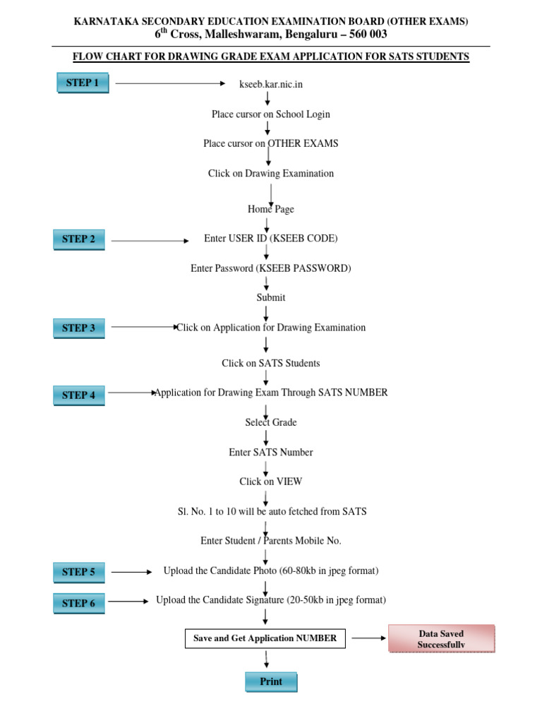Drawing Exam Apllication Flow Chart For SATS Students - 8 | PDF