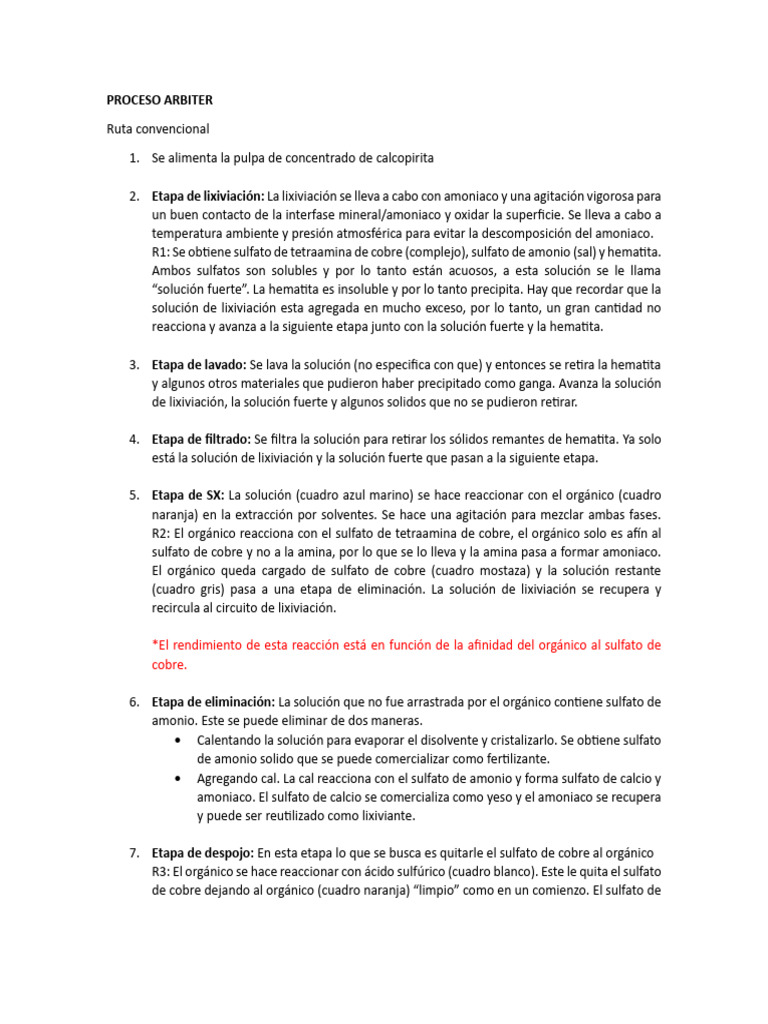 Arbiter Process (Explicación) | PDF | Amoníaco | Cobre