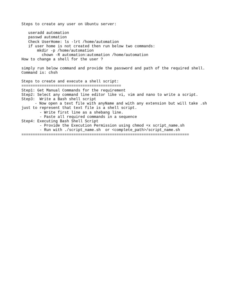 Basic Steps To Write and Execute A Bash Shell Script | PDF