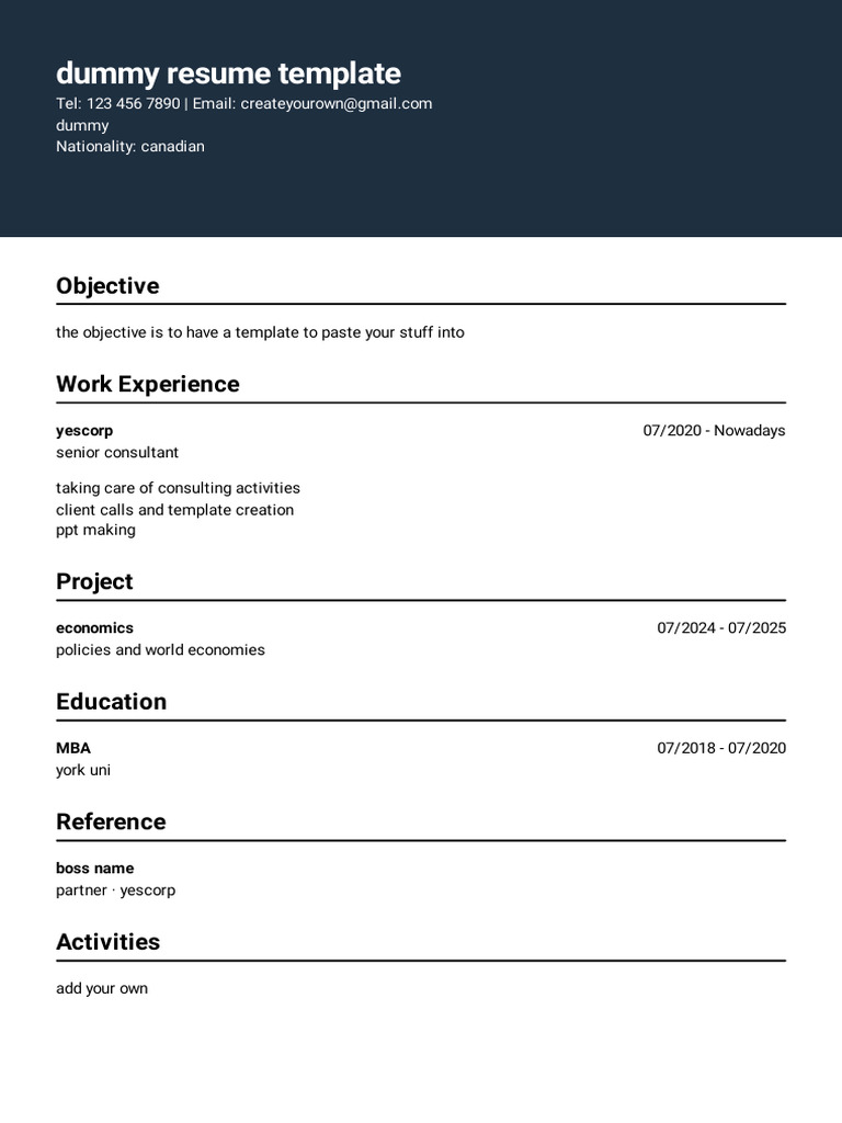Vip Template For Cv. Fill Your Own Details | PDF