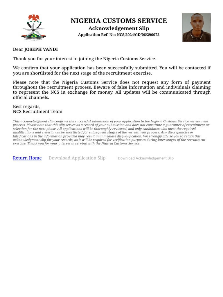 Vandi Print Acknowledgment Slip | PDF