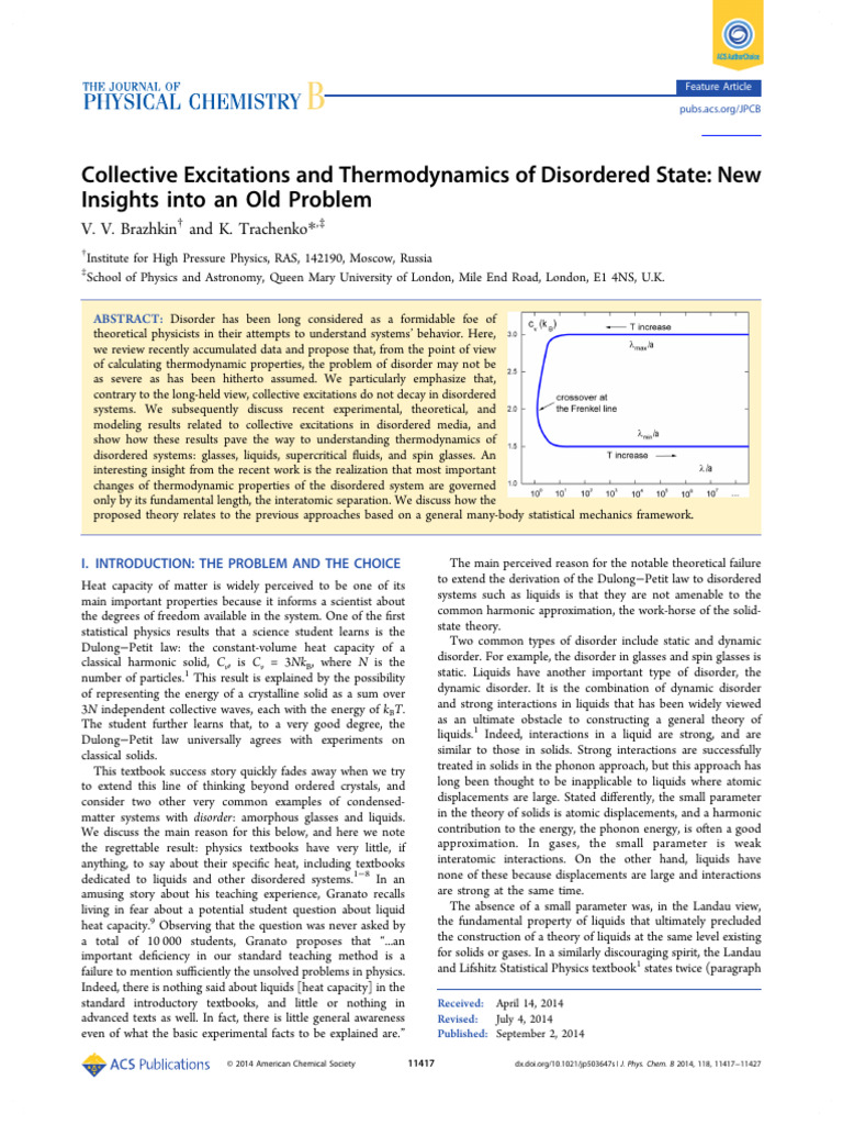 Brazhkin Trachenko 2014 Collective Excitations and Thermodynamics of ...