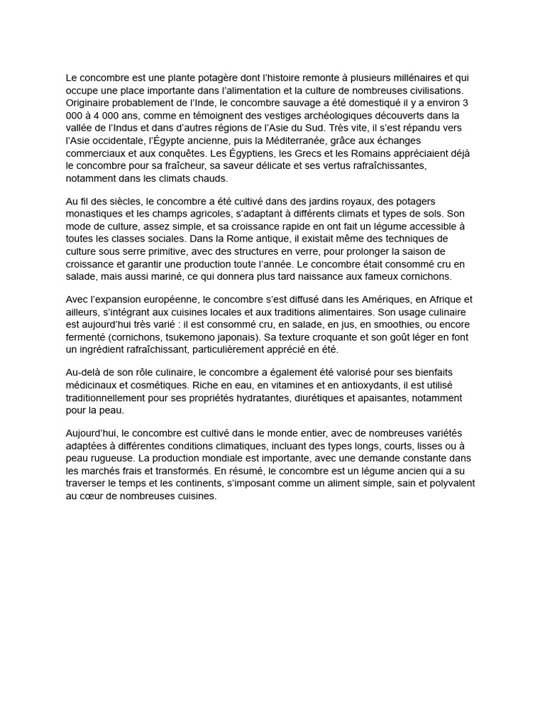 Bienfaits du concombre dans l'alimentation | PDF | Concombre | Cuisine