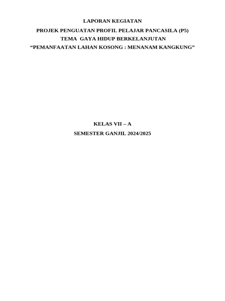 Laporan Kegiatan p5 Kelas 7a | PDF