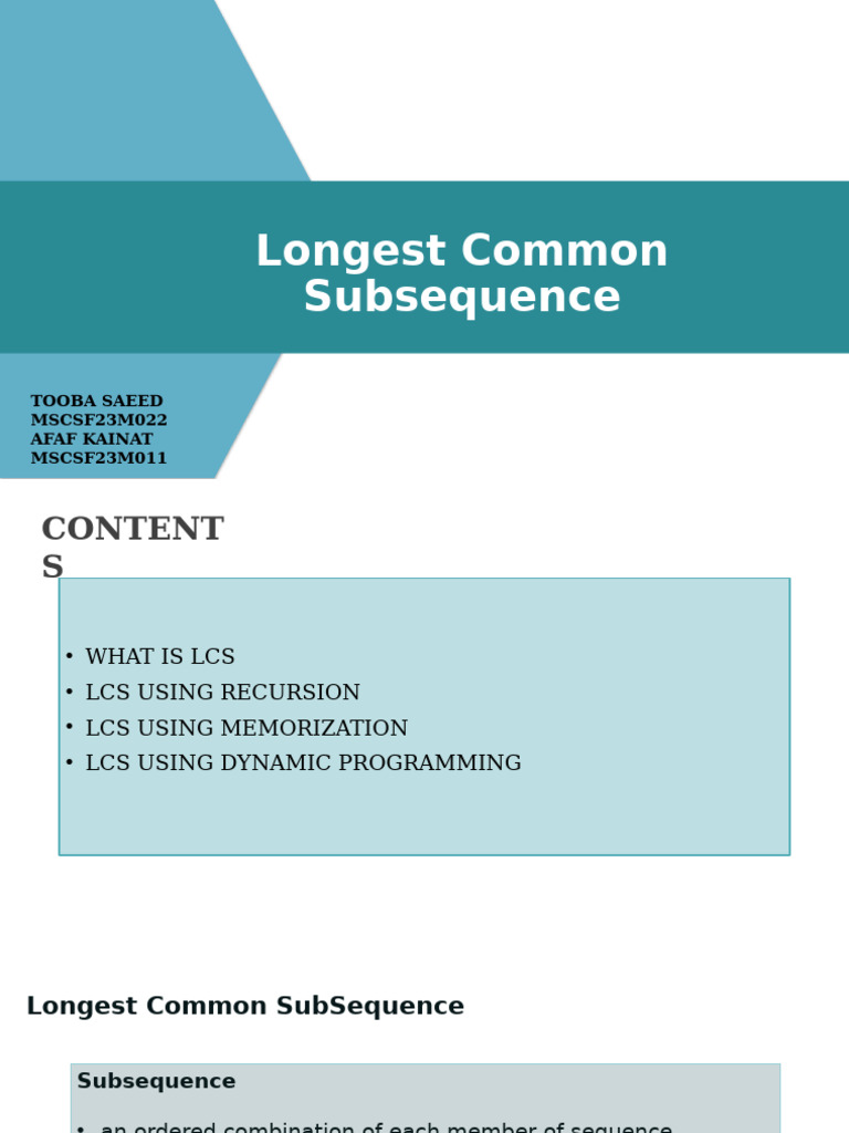 Longest Common Subsequence | PDF