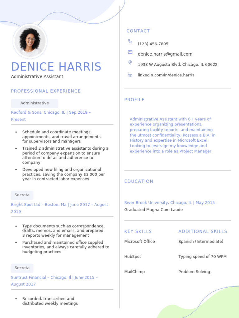 Two Column Resume Template Blue Green | PDF | Computer File | Résumé