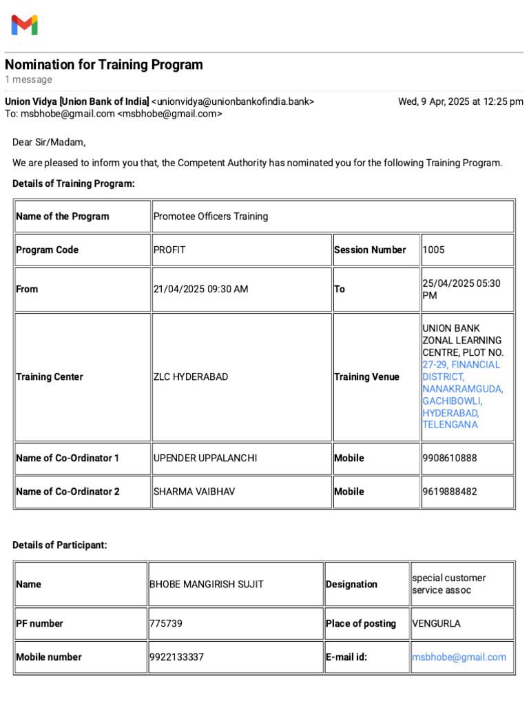 Nomination For Training Program | PDF | Cyberspace | Computer Security