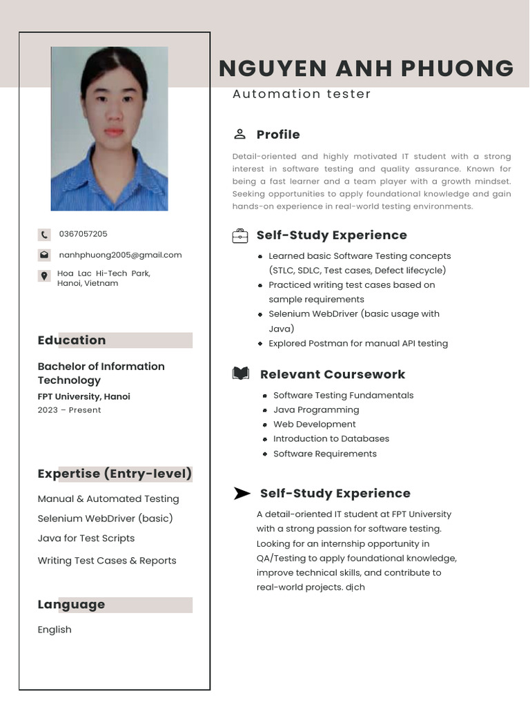 Internship Profile: Automation Tester | PDF