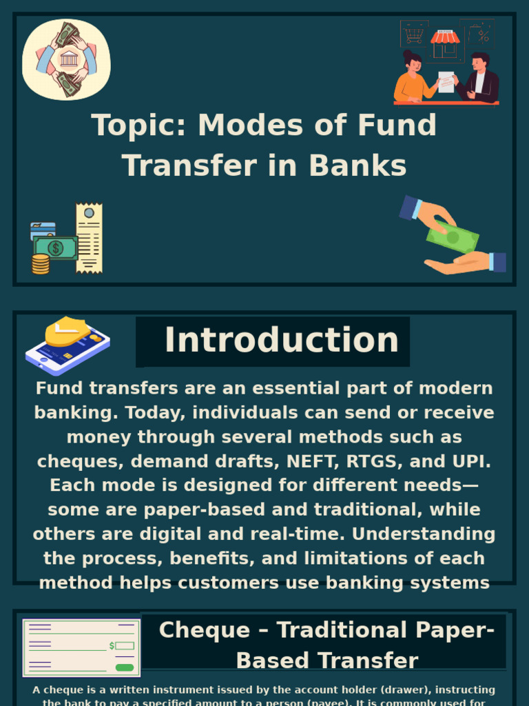 Fund Transfer Methods in India | PDF | Cheque | Payments