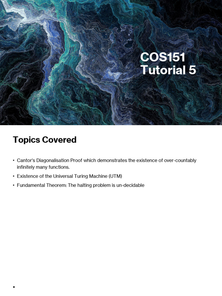 Tutorial 5 - UTM, Cantor's & Halting Problem | PDF | Methodology | Theory Of Computation