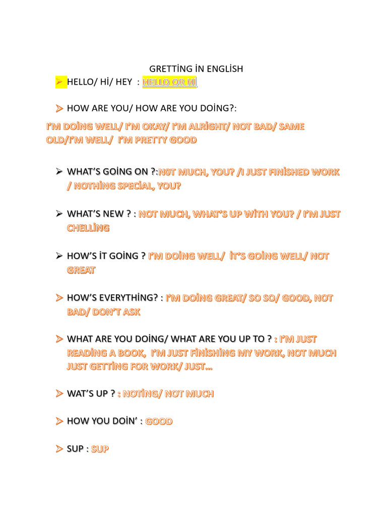 English Greetings Guide | PDF