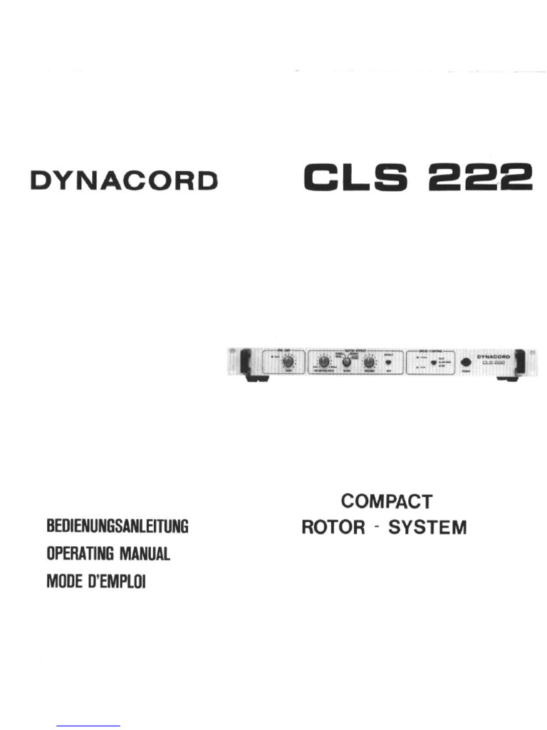 Dynacord CLS 222 MANUAL | PDF