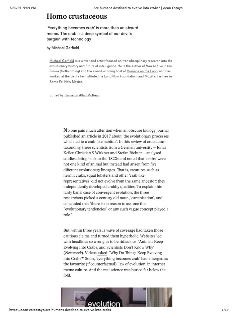 Are Humans Destined To Evolve Into Crabs | PDF | Evolution | Crab