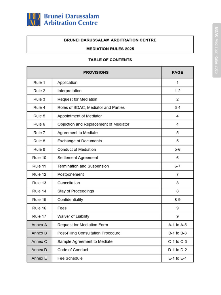 BDAC Mediation Rules 2025 (25 June 2025) | PDF | Mediation | Arbitration