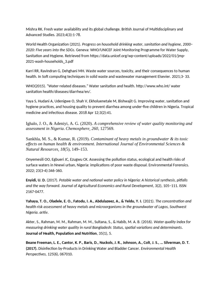 Reference For Water Purity | PDF | Water | Sanitation