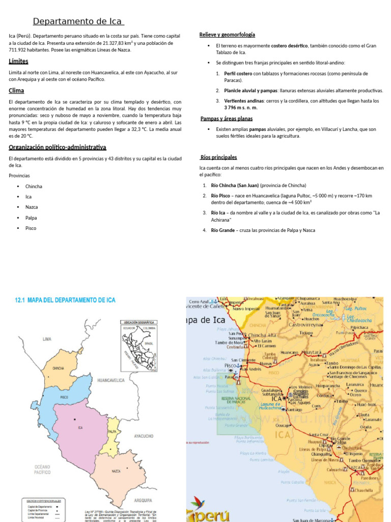 Extensión y características del departamento de Ica | PDF | Ciencias de ...