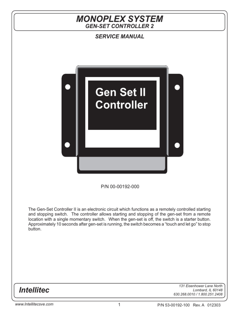 Gen-Set Controller II Service Manual | PDF | Switch | Manufactured Goods