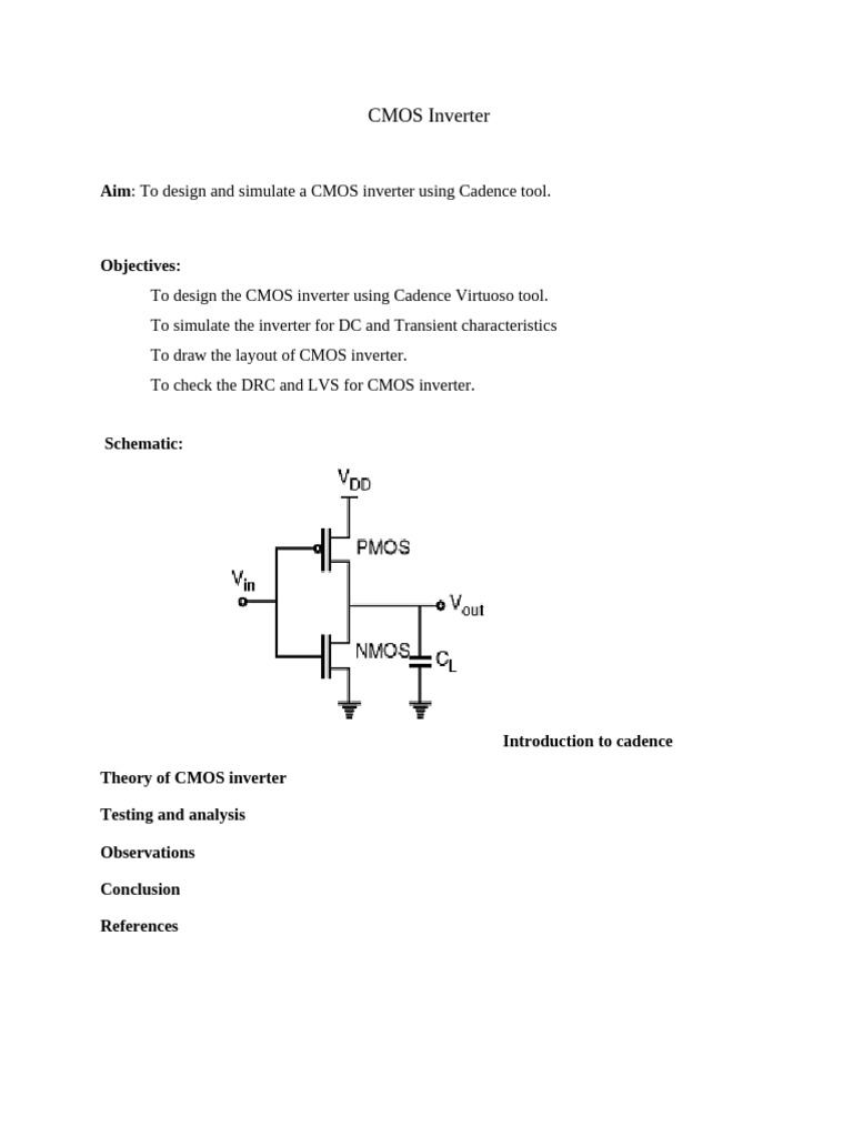 CMOS Inverter Design and Simulation Guide | PDF