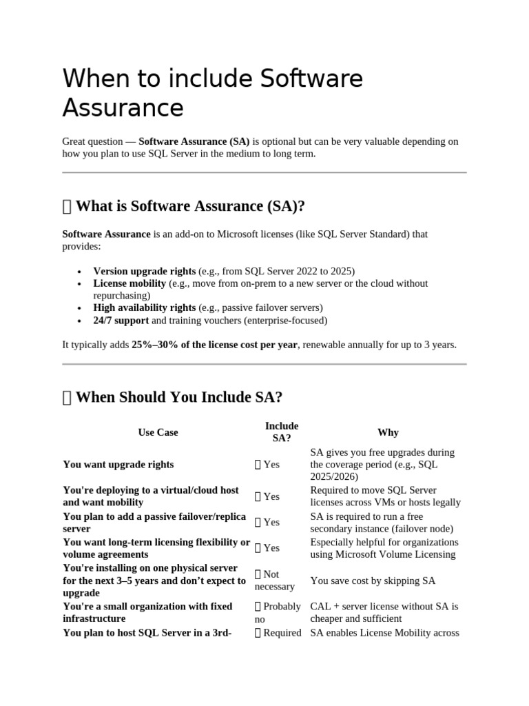 SQL Server Software Assurance Insights | PDF | Software | Computer ...