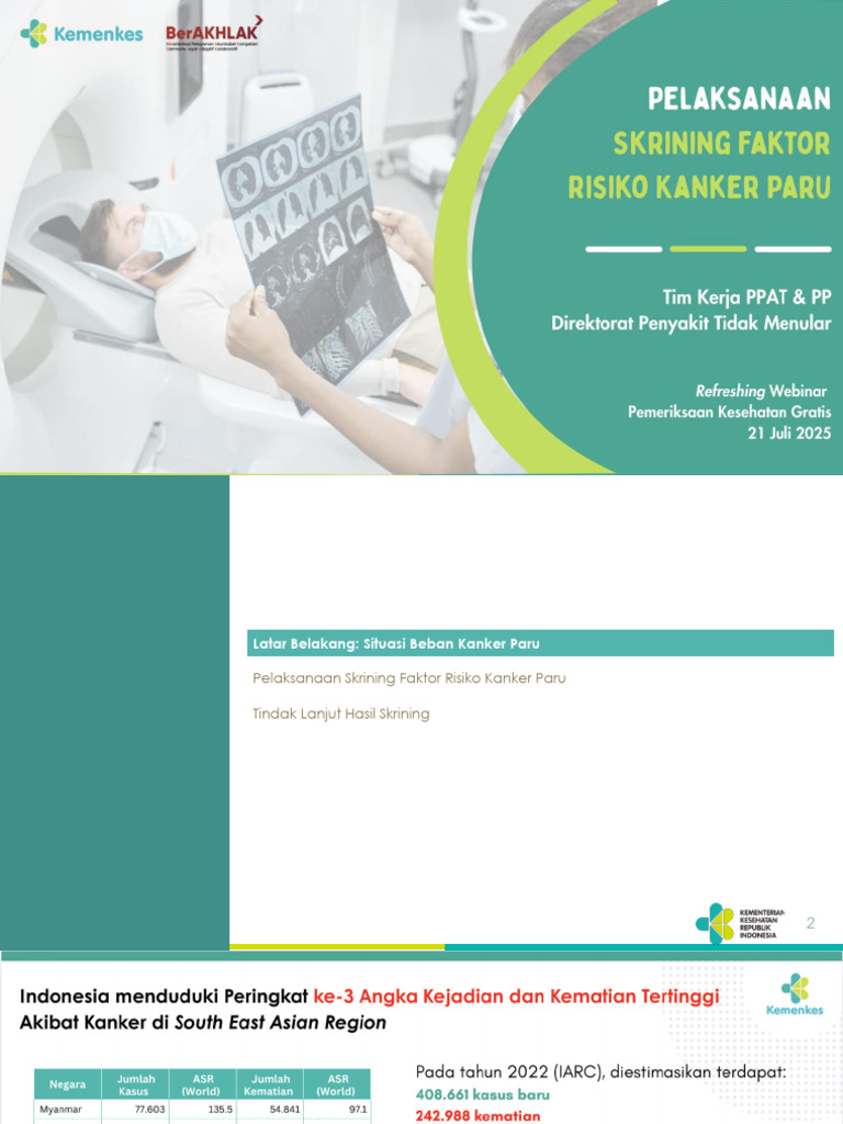 Pelaksanaan Skrining Faktor Risiko Kanker Paru - Webinar PKG-1 | PDF