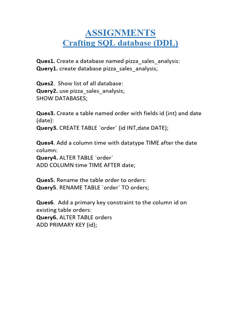 Crafting SQL Database DDL | PDF