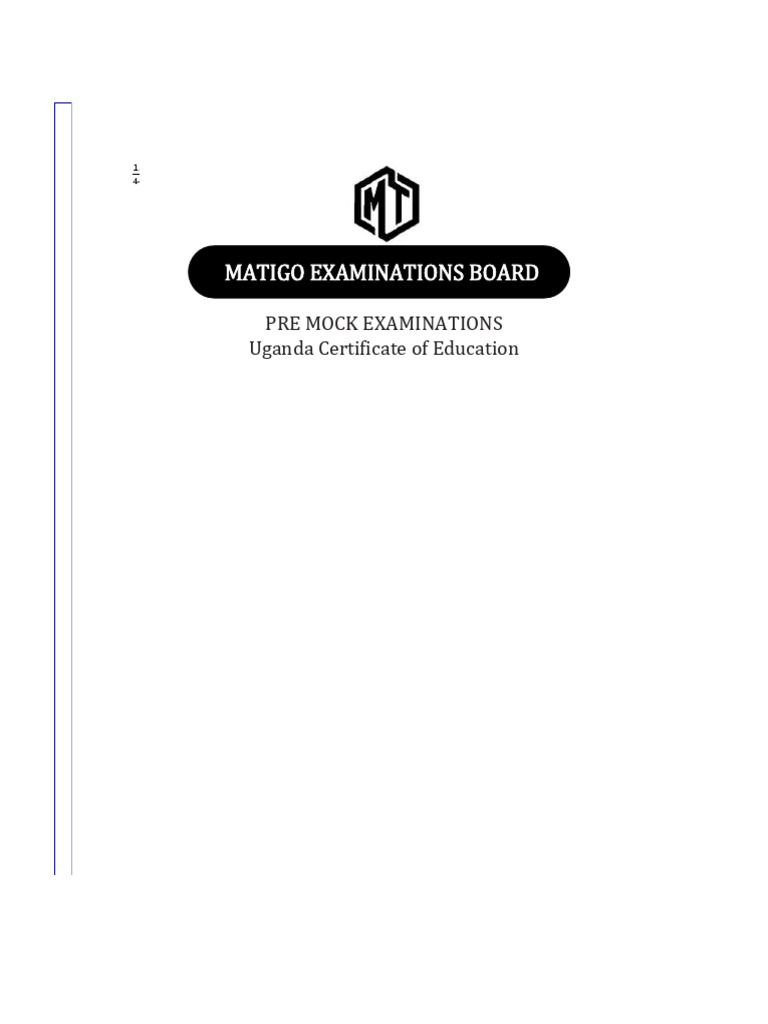 Matigo Pre Mock MTC Pp1 2025 Final | PDF | Sales | Prices