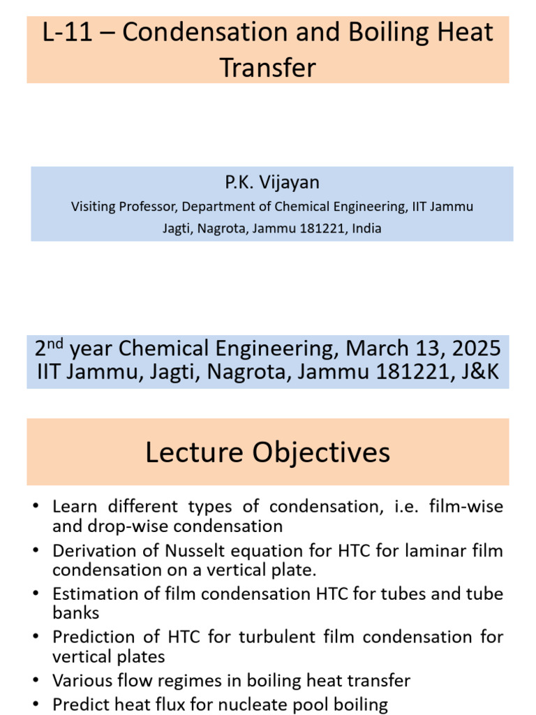 L-11 - Condensation and Boiling Heat Transfer | PDF | Boiling | Heat ...