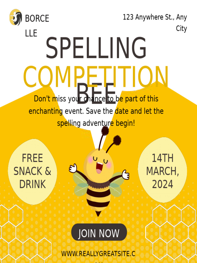 Yellow and White Playful Illustrative Spelling Bee Competition ...
