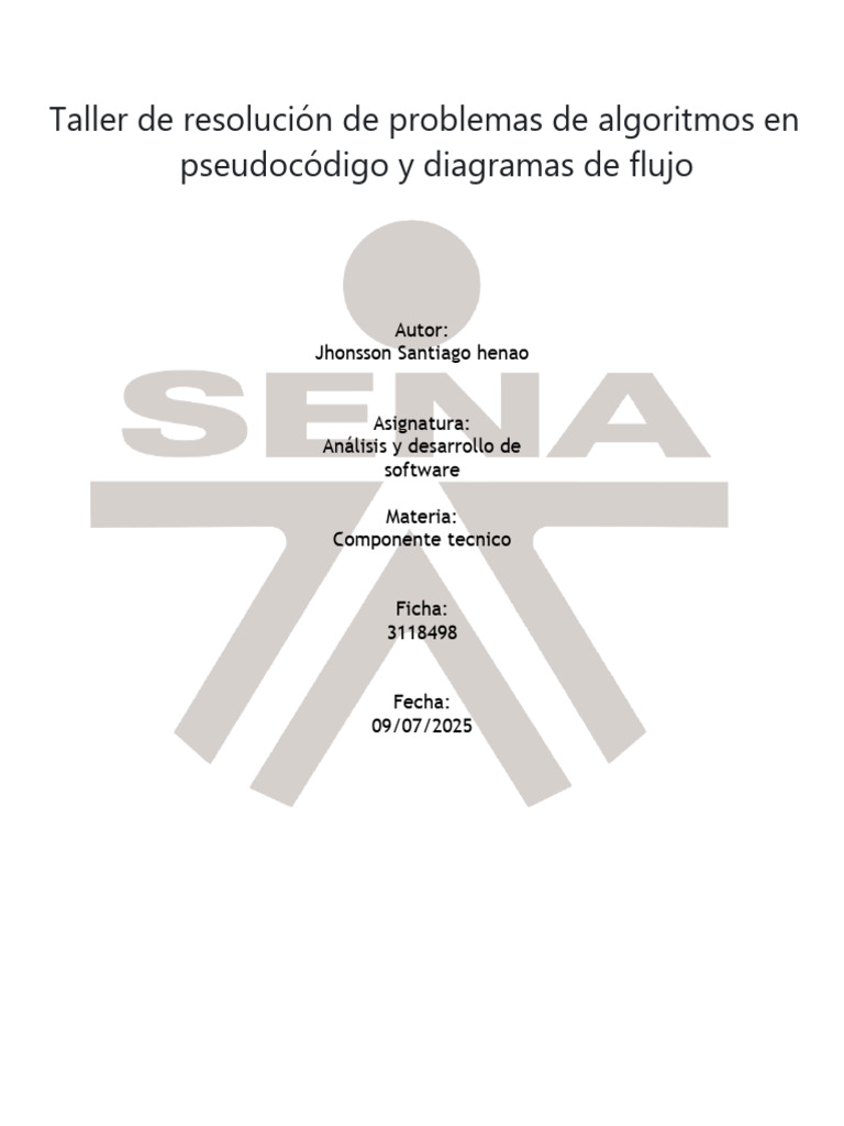 Taller de Resolución de Problemas de Algoritmos en Pseudocódigo y Diagramas de Flujo | PDF ...