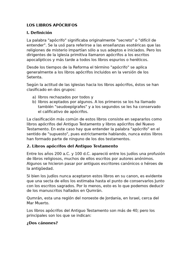 Libros Apócrifos: Definición y Controversias | PDF | Libros apócrifos ...